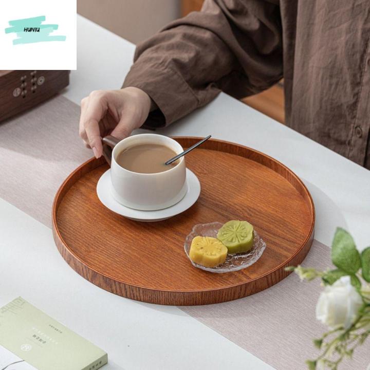 HUNIU กลม ถาดไม้สำหรับเสิร์ฟ ง่าย ธรรมชาติ ถาดเก็บของ ตกแต่งห้องนอน ทำ ...