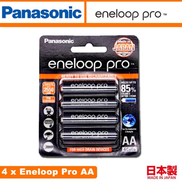 4 x Panasonic Eneloop PRO AA NiMH Rechargeable Battery | Made in Japan ...