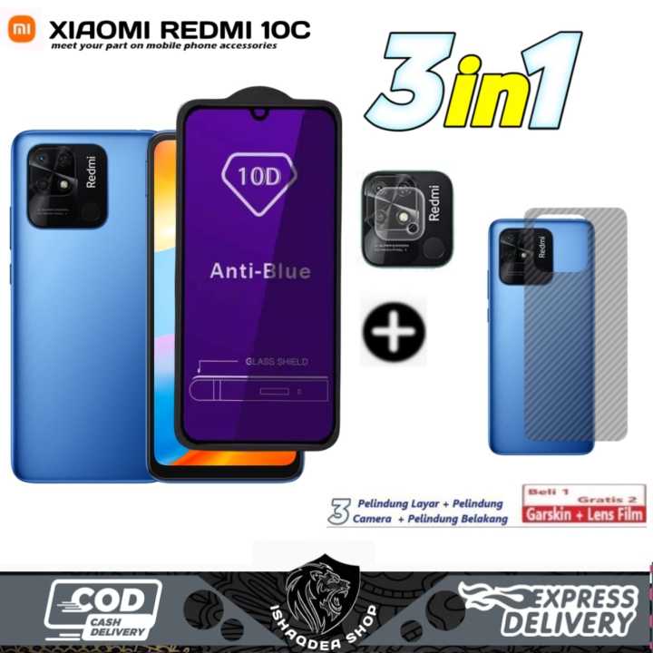 PAKET 3IN1 Tempered Glass Blue Light XIAOMI REDMI 10 5G 10C 10A 10 9 9A ...