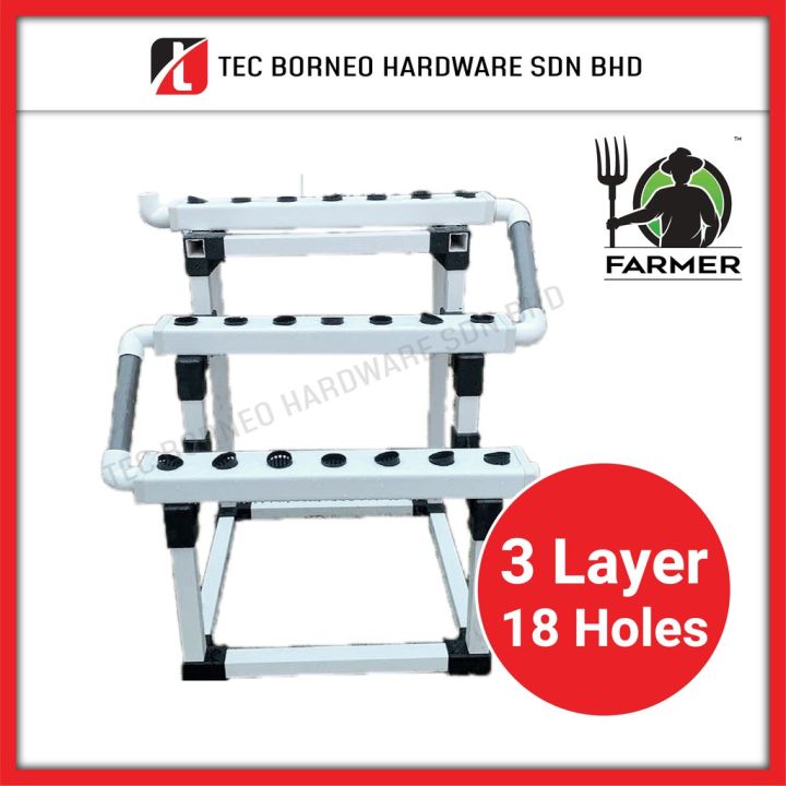 TEC [3 Layer] 18 Holes NFT Hydroponic System 3 Tier Rack / Sistem ...