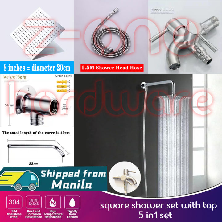 【Local Stock 】Stainless Steel Square shower for bathroom set rain ...