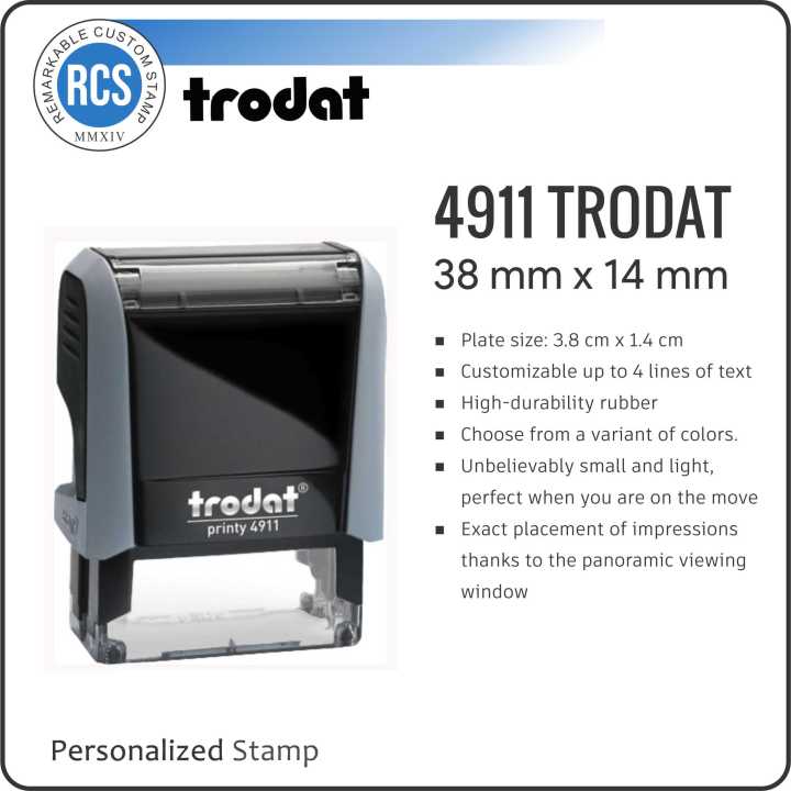 Trodat Stamp 4911 Personalized Self-inking Custom Plate Rubber | Lazada PH