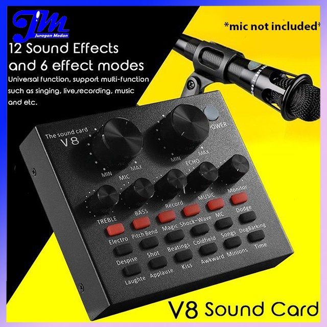 V8 Sound Card Microphone Webcast Live External Sound Card With Personal ...
