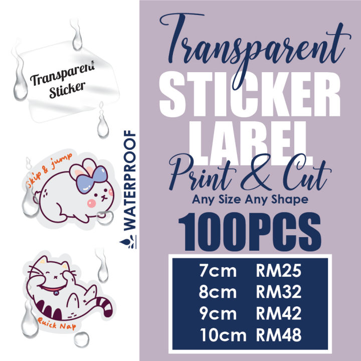 Custom Transparent Sticker Label Printing Product | 7cm to 10cm ...