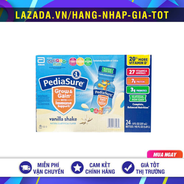 THÙNG 24 CHAI SỮA NƯỚC PEDIASURE OPTIGRO VANILLA SHAKE 237ML MỸ | Lazada.vn