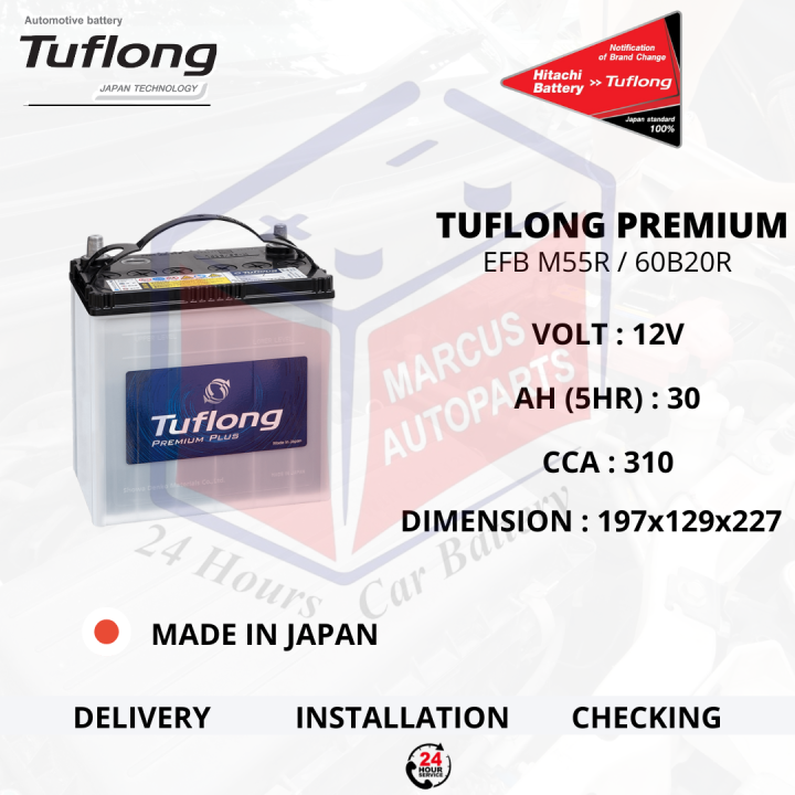 TUFLONG PREMIUM PLUS EFB M55R / 60B20R AUTOMOTIVE CAR BATTERY (JAPAN ...