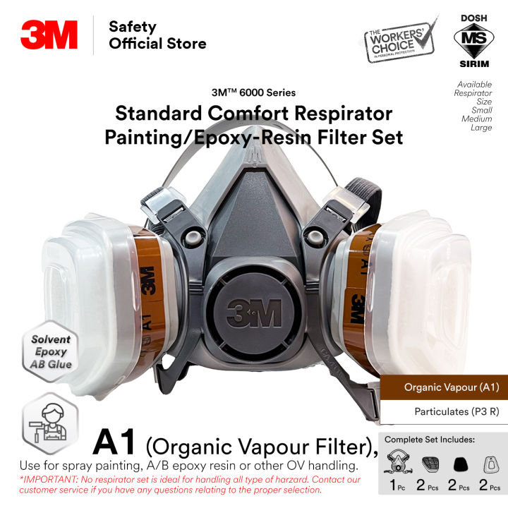 3M™ Standard Comfort Respirator Set 6000 Series for Painting/ Epoxy ...