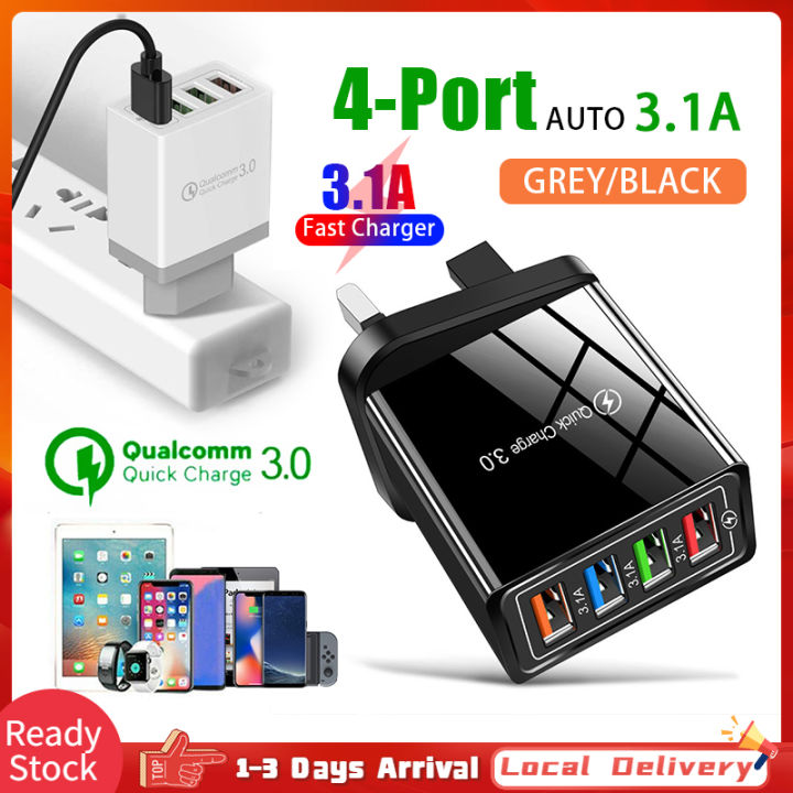 4 Ports USB Charger QC3.0 Fast Charger 3.1A Fast Charging Adapter ...