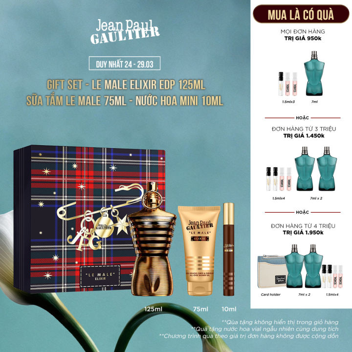 Set Nước hoa Jean Paul Gaultier Le Male Elixir EDP 125ml + Sữa tắm 75ml ...