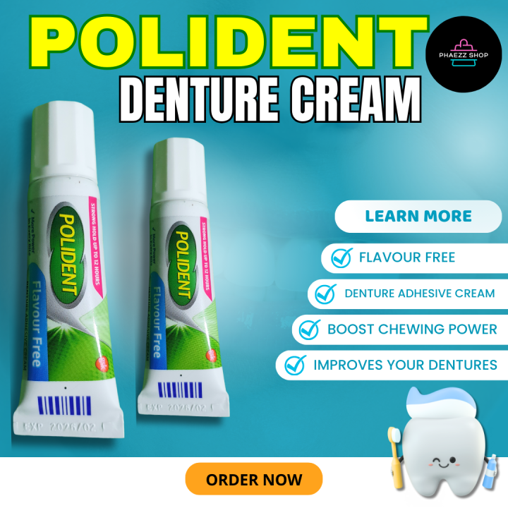Polident Denture Adhesive Cream Fresh Mint up to 12-hr Strong Kapit ...