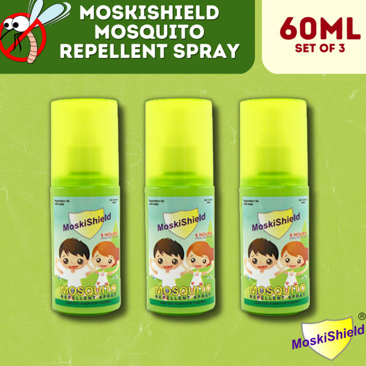 [Set of 3] MoskiShield Mosquito Repellent Spray 60mL Dengue Protection ...