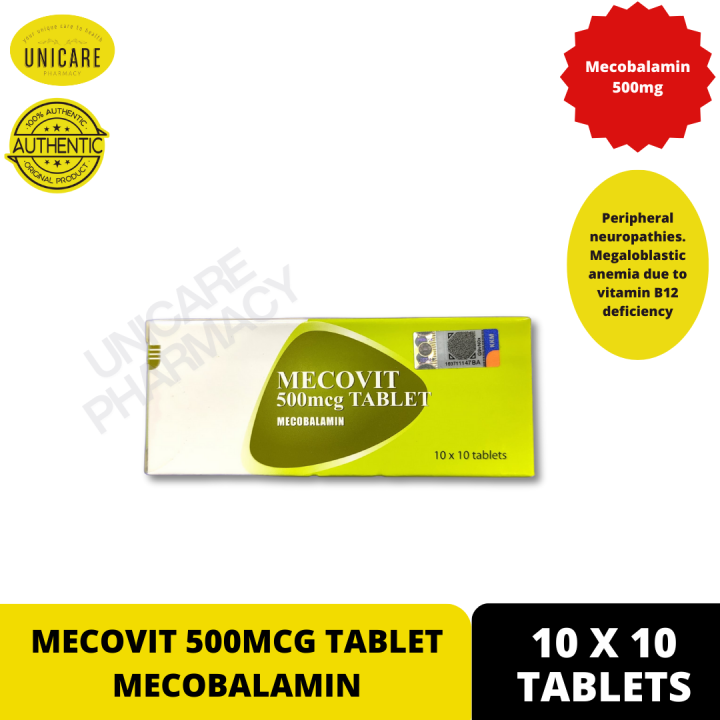 MECOVIT 500MCG TABLET MECOBALAMIN 10 X 10 TABLETS | Neuropati Dan ...