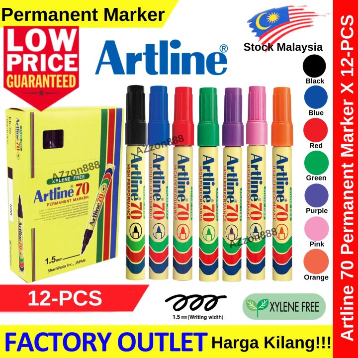 【12-PCS】 Artline 70 Permanent Marker Pen 100% Original Artline Genuine ...
