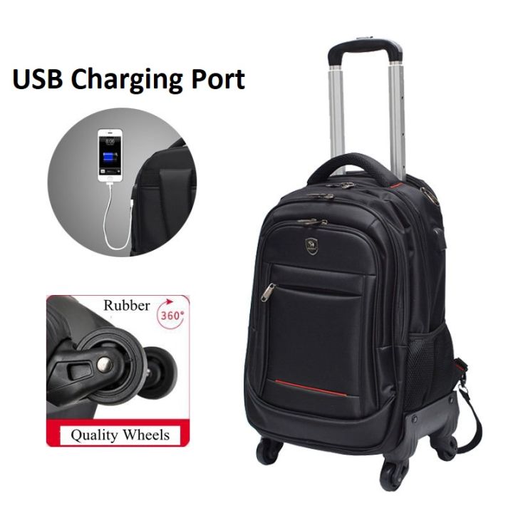 Premium Trolley Laptop Backpack With 4 Wheels Cabin Travel Bag ...