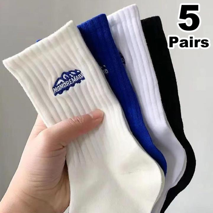 5 pairs cotton socks Basic summer medyas high elastic socks couple ...