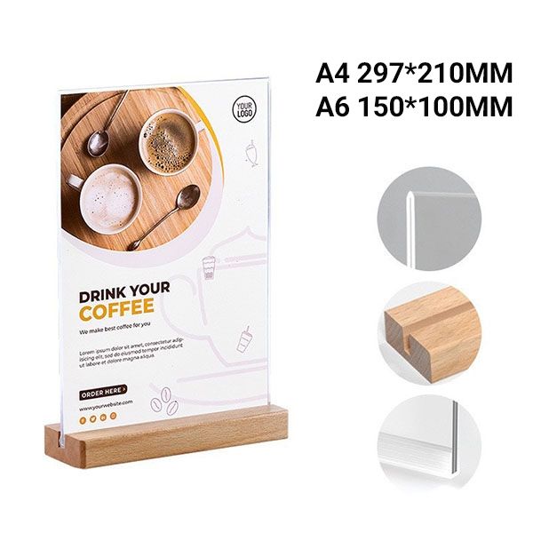 Acrylic T-shaped Display Stand A4 A6 Double-sided Transparent Plastic ...