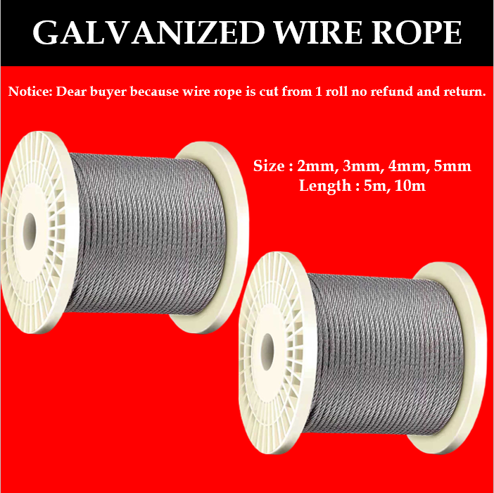 TOYU Steel Cable 2mm-5mm 5m-10m Galvanized Steel Wire Rope Steel Wire ...