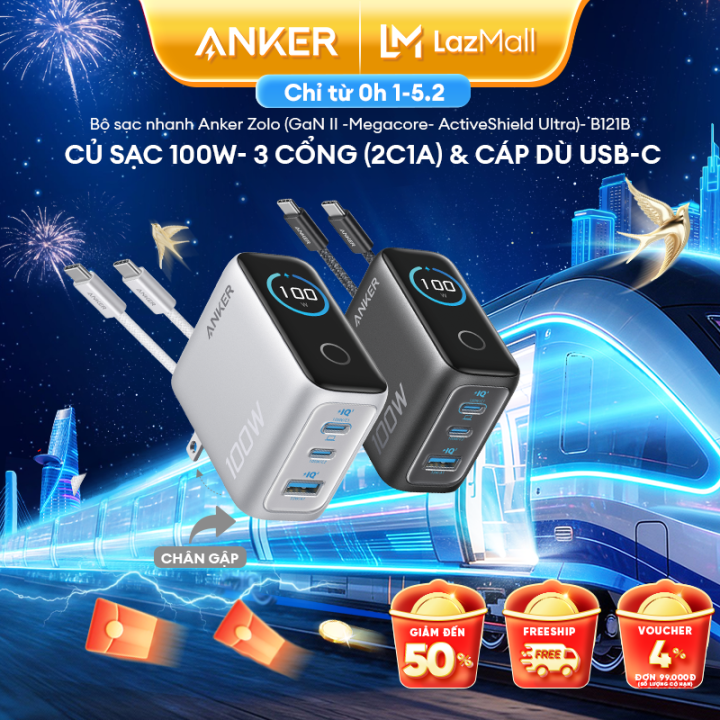 [NEW] Combo Củ sạc Anker 100W Smart Display | 3 cổng sạc (2 USB-C + 1 ...