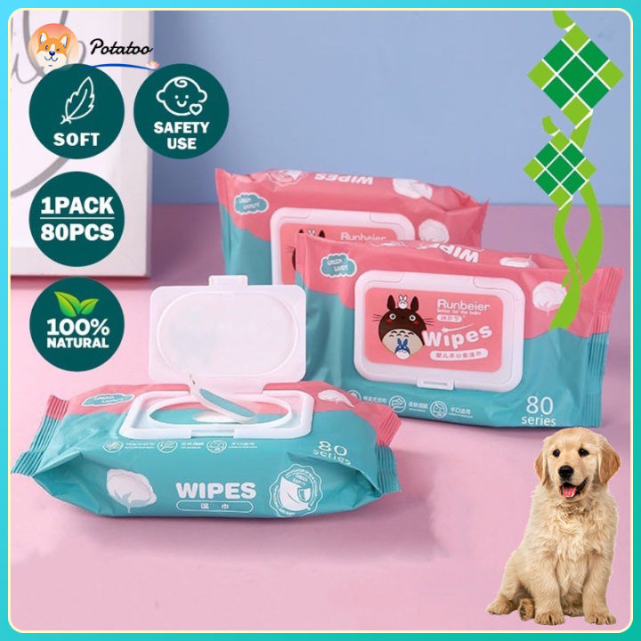 【80 pcs】Pet Dog Wet Wipes for Dogs and Cats Animals Organic Baby Wipes ...
