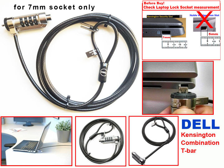 Original Dell 4T78N Security Kensington Combination T-bar 1.8M 6 feet ...