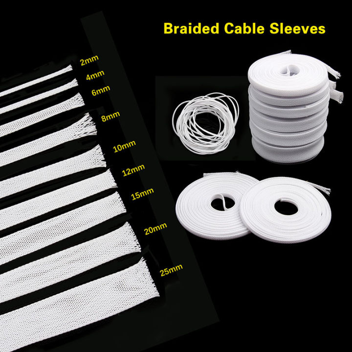 White 3mm-30mm Expandable Braided Cable Sleeving/Sheathing/Auto Wire ...