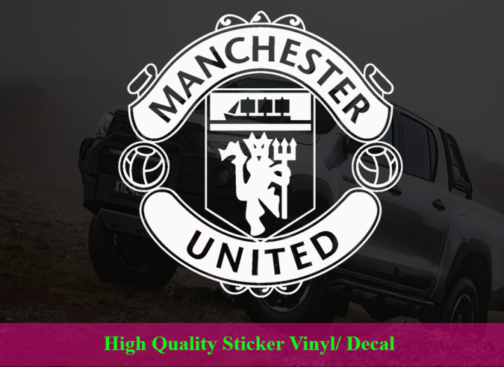 White Manchester United F C Logo Club Car Sticker Decal Window Mirror