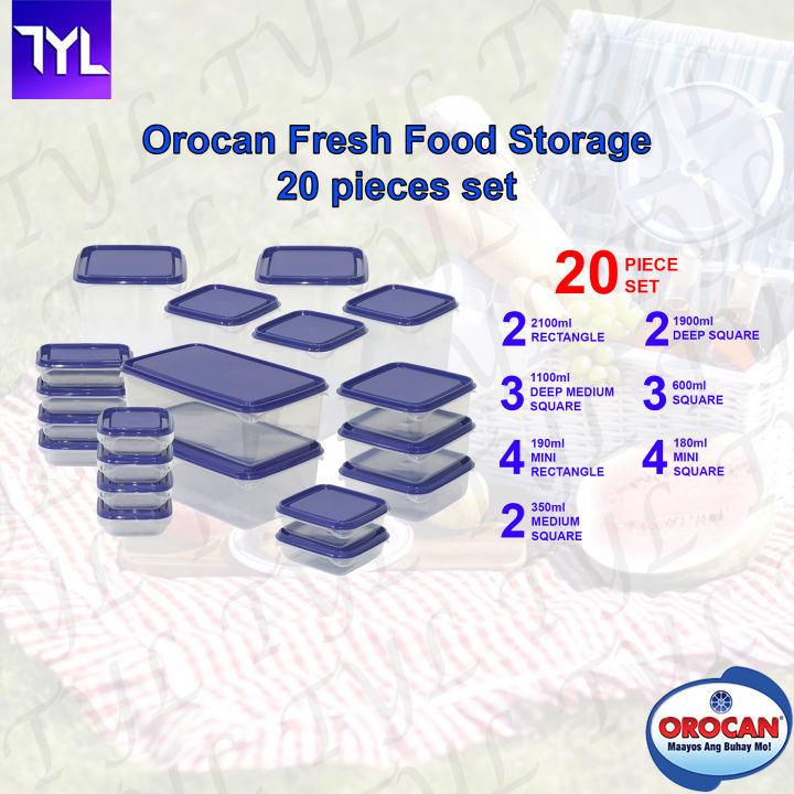 Orocan Fresh Food Storage 20pcs Set 7 Sizes Food Dispenser Space Saver ...