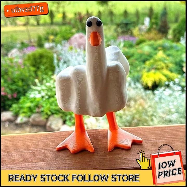 【COD】Funny Middle Finger Little Duck Resin Figurine Ornament Duck ...