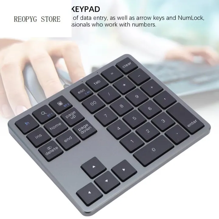 REOPYG 35 Keys Wireless Keyboard 2.4G and Bluetooth Rechargeable Mini Digital Keypad External ...