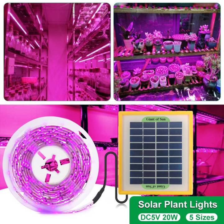 DCER [Solar Plant Lights]20W Solar Panel LED Grow Light Full Spectrum ...