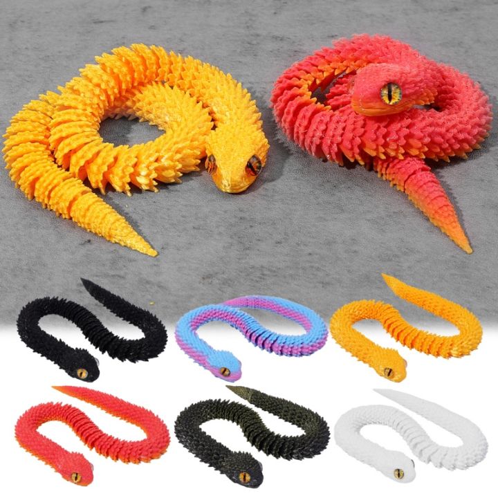 3D Printed Snake Action Figure Prank Toys Dragon Snake Articulated Bush ...