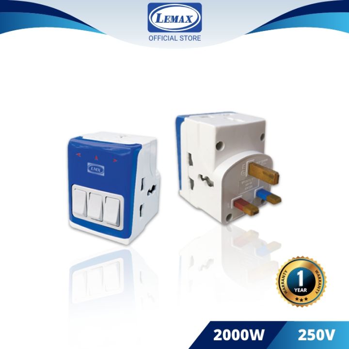 LMX 3 Way Multi Adaptor with Neon Light Switch 13A Socket Adapter ...