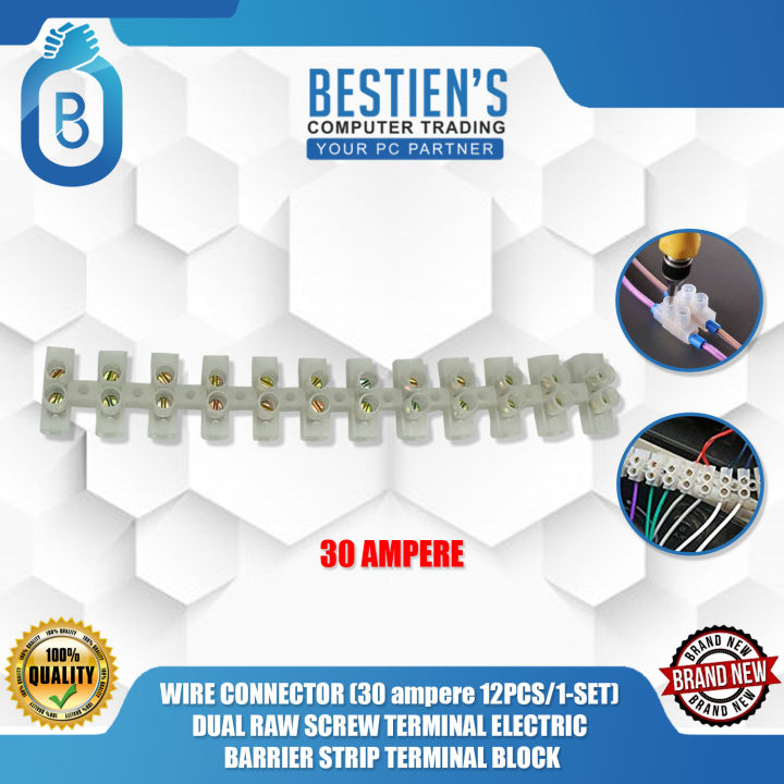 WIRE CONNECTOR (30 ampere 12PCS/1-SET) DUAL RAW SCREW TERMINAL ELECTRIC ...