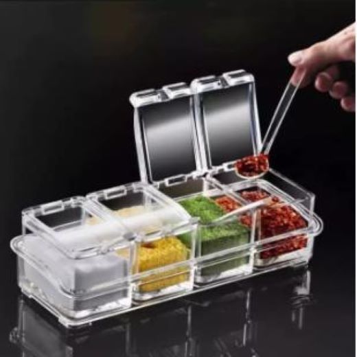 Magic 6 Transparent Crystal Condiments Organizers Seasoning Box ...