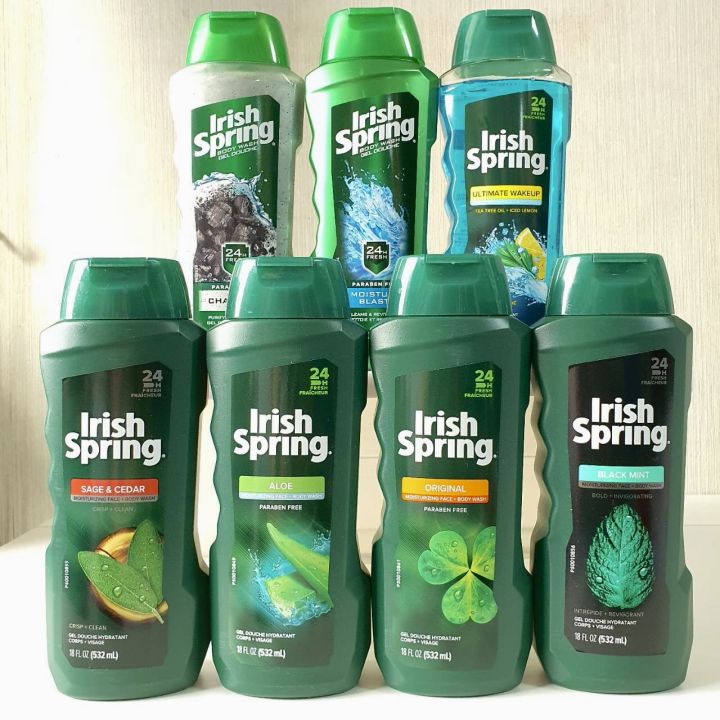 Irish Spring Men's Face & Body Wash, 18 fl oz.(532ml), ไอริช สปริง ครีม ...