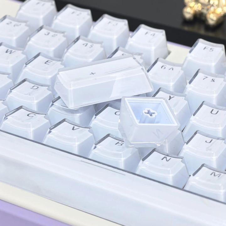 Translucent Keycaps 104 Keys Layout Low Profile White Keycaps DIY Black ...