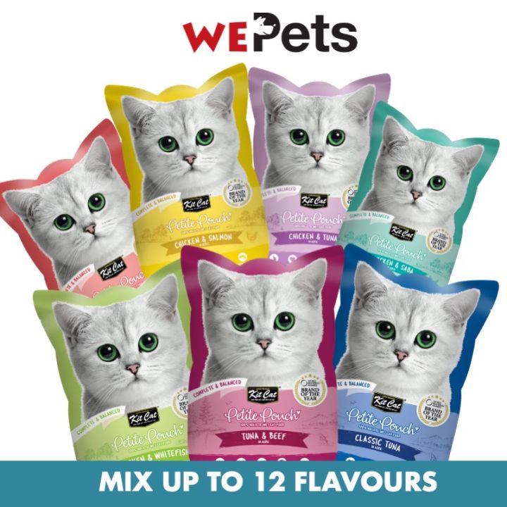[24 packs] Kit Cat Petite Pouch Complete & Balanced Wet Cat Food 70g ...