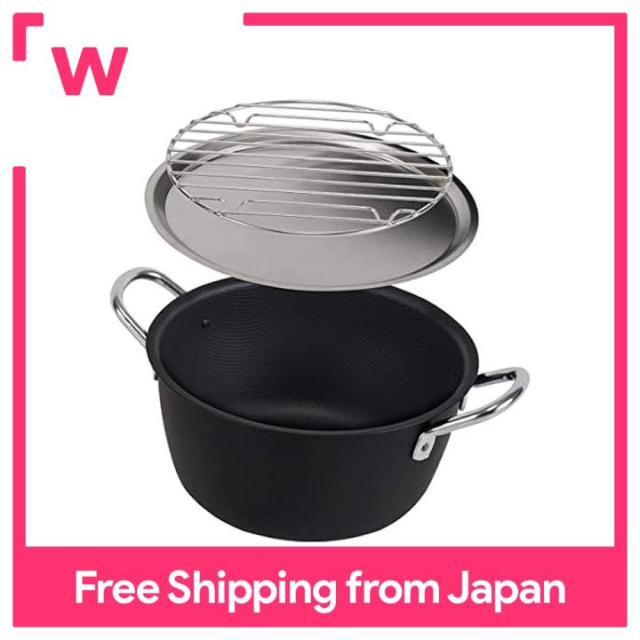 Arnest [Made in Japan] Tempura pot 3-piece set Tsubame Sanjo (Ami / Lid) Embossed iron fried pot ...