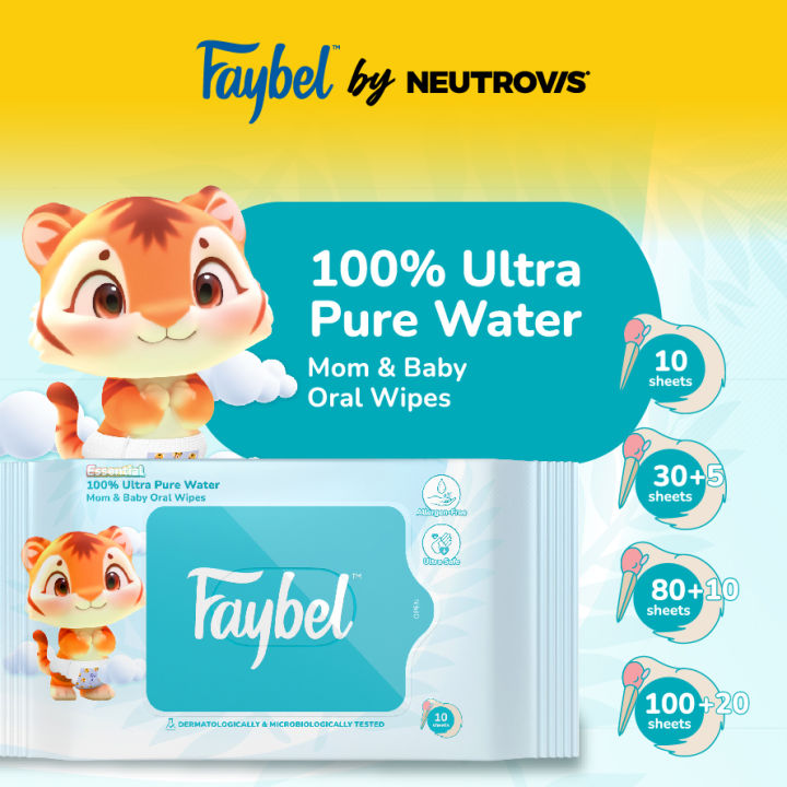 Faybel by Neutrovis Mom & Baby Essential Oral Wipes (100% Ultra Pure ...