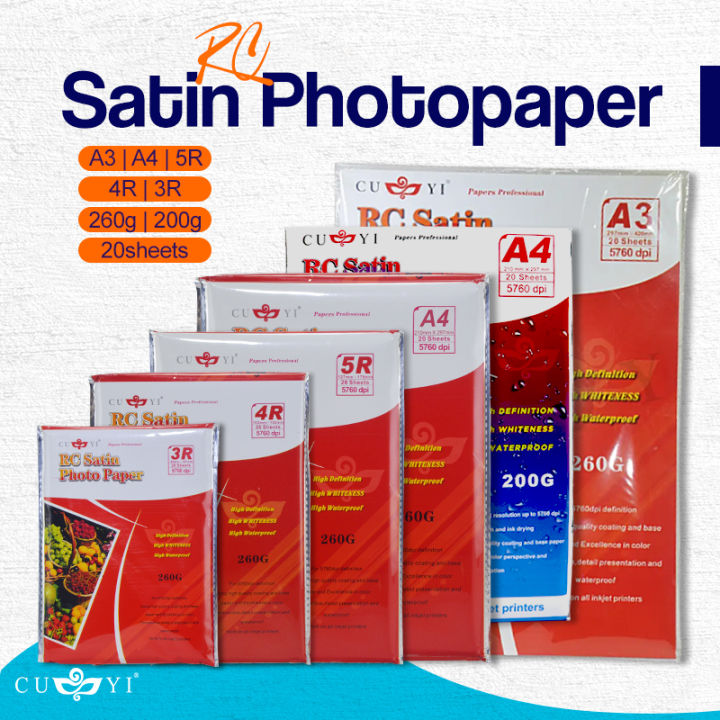 CUYI RC SATIN PHOTO PAPER A3|A4|5R|4R|3R 200GSM | 260GSM by VSPH ...
