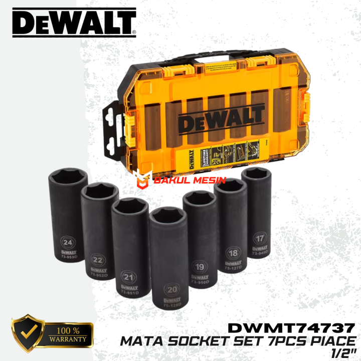 dewalt Mata Socket Set 7pcs Metric 1/2" Drive Impact Deep Socket Set 17 ...