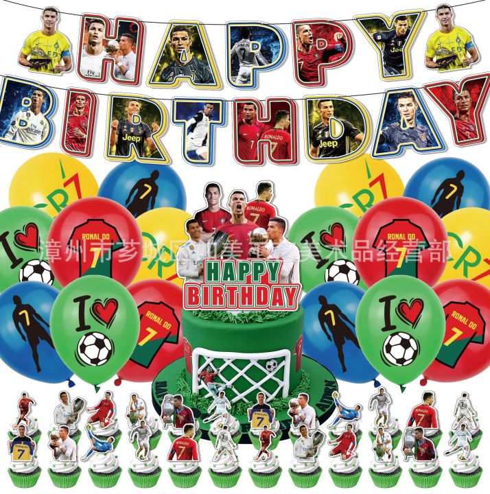 YT CR7 Cristiano Ronaldo theme kids birthday party decorations banner ...