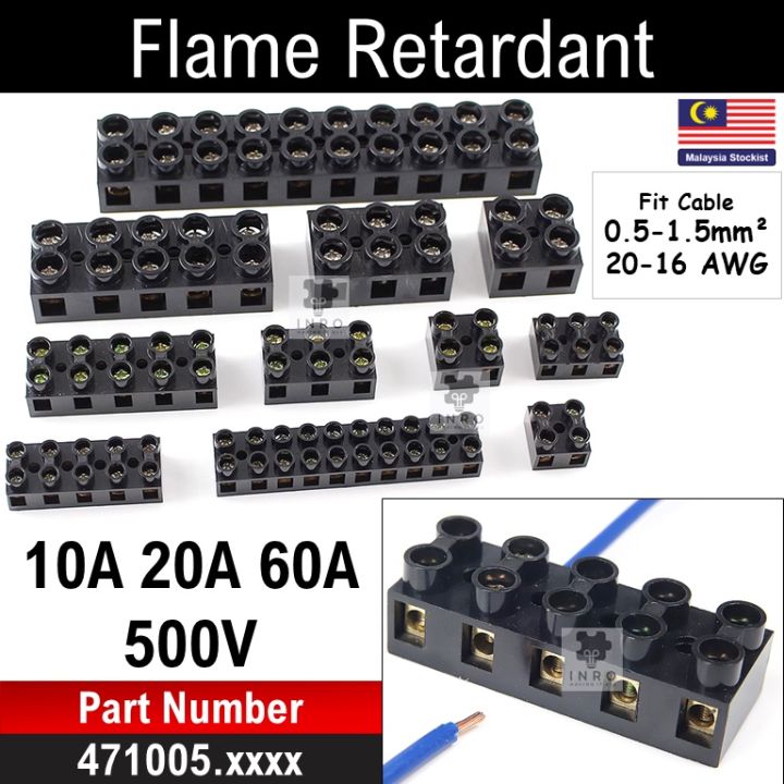 [Flame Retardant] 10A 20A 60A 500V Connector, Terminal Block, Wayar ...