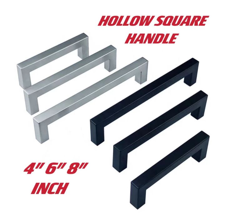 Square Cabinet Handle Modern Hollow 4" 6" 8" Stainless Steel | Lazada PH