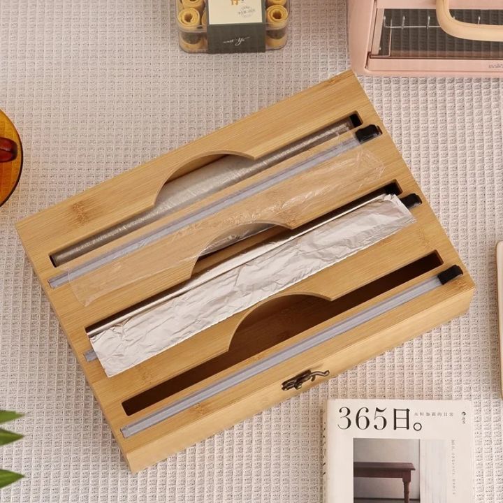 Bamboo Wrap Dispenser Storage Dispenser for Aluminum Foil Dispenser ...