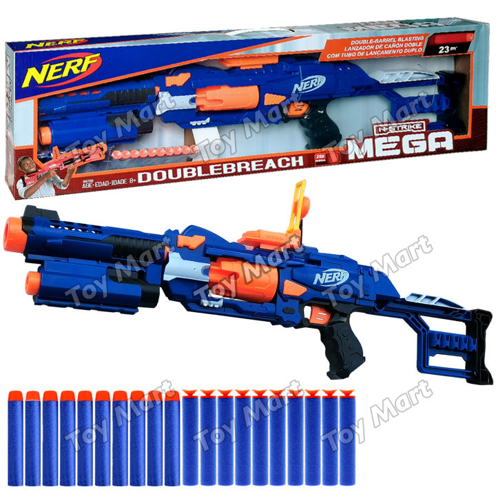 Nerf Doublebreach N-Strike Mega Double-Barrel Blasting Nerf Electric Toy Gun With 20Pcs Soft ...