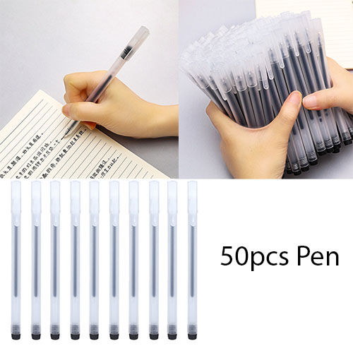 Gel Pen003-(50Pcs)Black Gel Pen Student Exam Office Signature ...