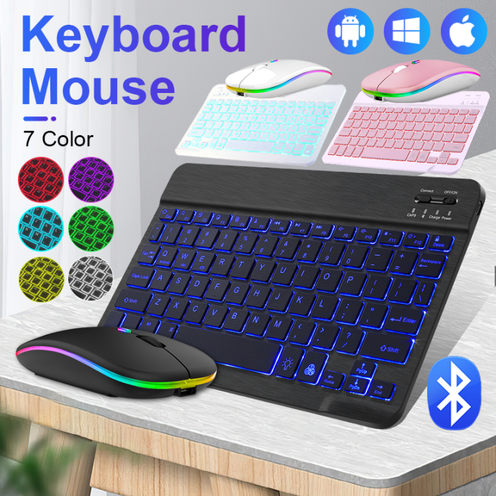 Rgb Backlight Wireless Keyboard And Mouse Set Rechargeable Mini Bluetooth Keyboard For Cellphone