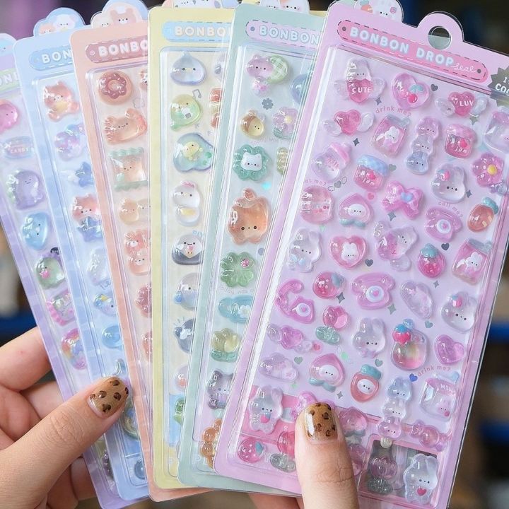 OKKFINE Transparent 3D Crystal Stickers DIY Crafts PVC Relief ...