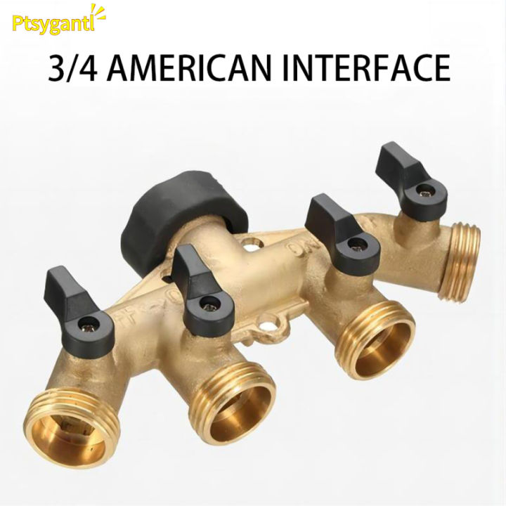 Ptsygantl 4-Way Forged Brass Ball Valve, Faucet Connector, 3/4 Full ...